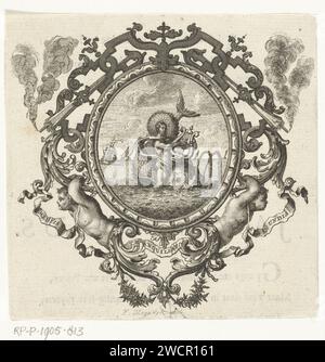 Man plays on Lier and sits on the back of dolphin in calm sea in frame ...