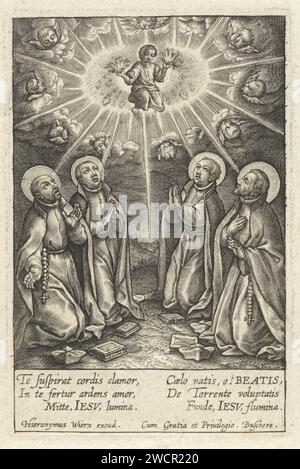 Christ child in a flaming heart, Hieronymus Wierix, 1563 - Before 1619 print The Christ child is ...