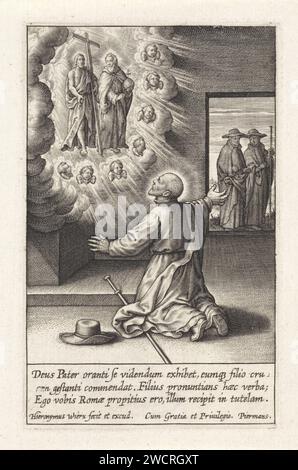 Christ with cross appears to Ignatius van Loyola, Abraham Bloemaert, 1645 - 1651 drawing The ...