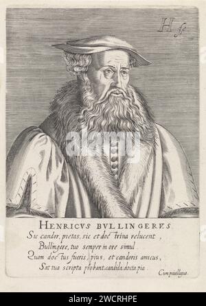 Bust to the right of Johann Heinrich Bullinger Below the portrait his ...