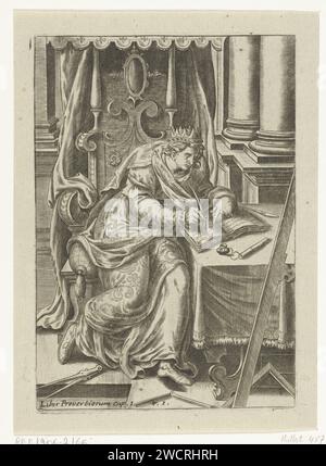 King Solomon writes the Bible book spells; Scenes from the Bible ...