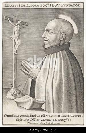 Portrait of Ignatius van Loyola, founder of the Order of Jesuits, Hieronymus Wierix, 1563 ...
