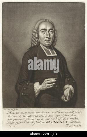 Portrait of the pastor Henricus Hageman, Pieter Louw, 1743 - 1760 print ...
