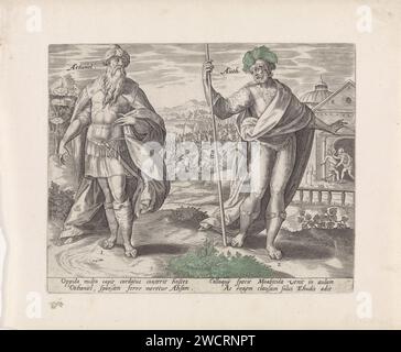 Othniel and Ehud, 1585 print In the foreground the first two judges of ...