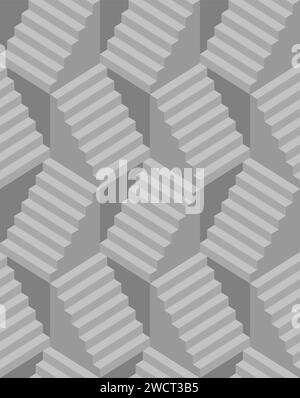 Abstract Vector stair steps pattern. Geometric grayscale staircase ...