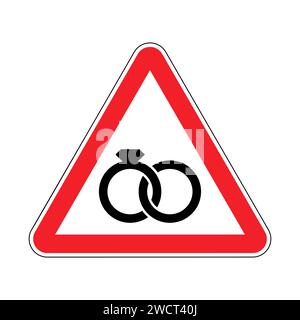 Attention Wedding sign. Caution Two rings Wedding symbol Stock Vector ...