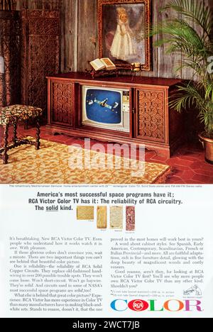 RCA Victor color TV advert in a Natgeo magazine, March 1966 Stock Photo ...