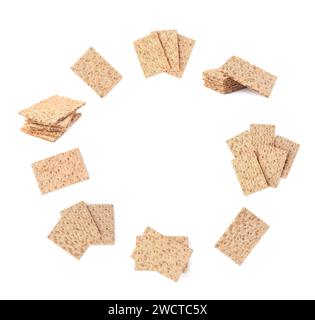 Crispbreads isolated on white, collection. Healthy snack Stock Photo ...