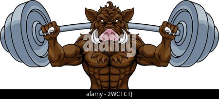 Boar Razorback Hog Weight Lifting Gym Mascot Stock Vector Image & Art ...