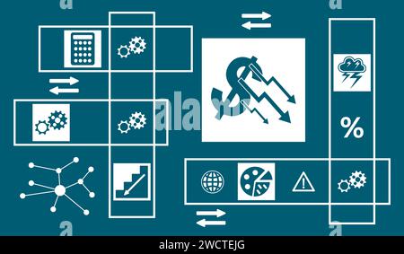 Concept of economic collapse with connected icons Stock Photo - Alamy