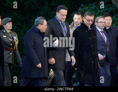 Chinese Premier Li Qiang, left, attends a meeting with Russian ...