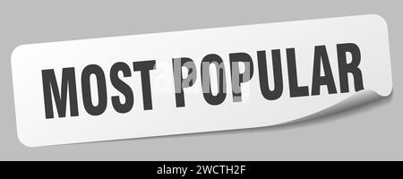 most popular sticker. most popular rectangular label isolated on white ...
