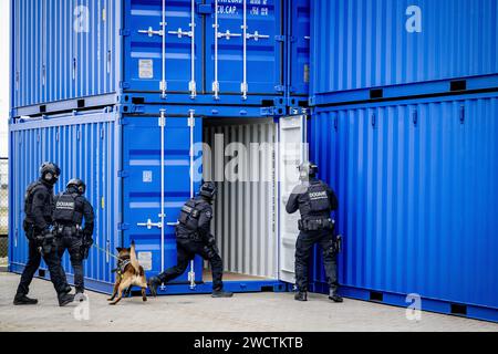 ROTTERDAM - A special team during a demonstration of Customs' working ...