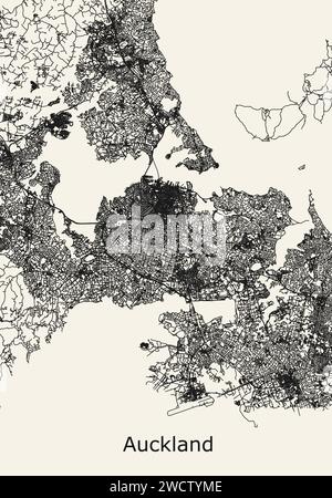 Auckland map. Detailed vector map of Auckland city administrative area ...
