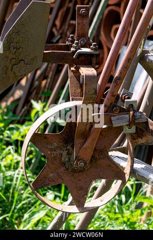 Old rusty plow in the garden Stock Photo - Alamy