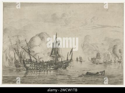 After the sea battle, Reinier Nooms, 1652 - 1670 print Cuppted and ...