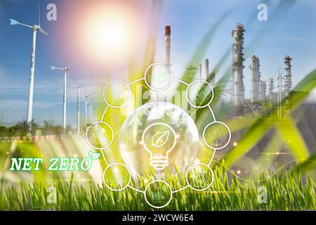 Carbon neutrality technology. Reduction of carbon emissions concept ...