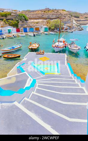 The small fishing village of Mandrakia, Mandrakia, Milos Island ...