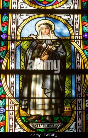 Stained glass window c 1881 detail of Saint Mary, Wenhaston church ...