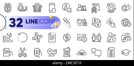 Hold document, Manual and Approved line icons pack. For web app. Line icons. Vector Stock Vector ...