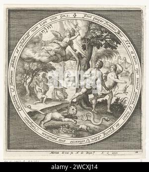 Adam and Eva in Paradise, Nicolaes de Bruyn, After Maerten de Vos, 1581 - 1656 print Adam and ...