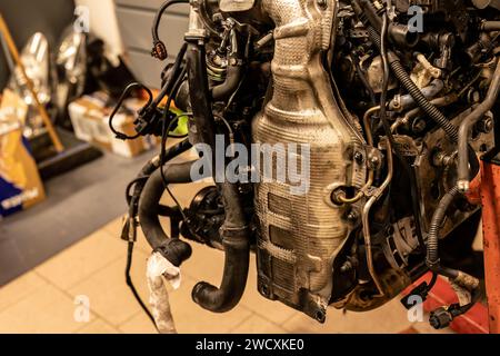 Close-up photo of a dismantled diesel engine's particulate filter ...