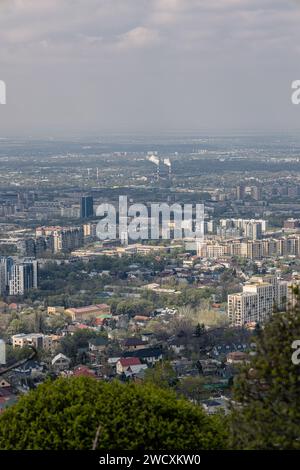 Smog over the city of Almaty in Kazakhstan. Ecological problems of ...