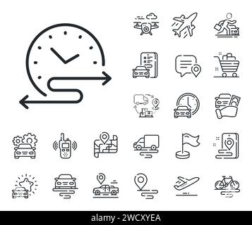 Watch plane icon. Outline watch plane vector icon color flat isolated ...