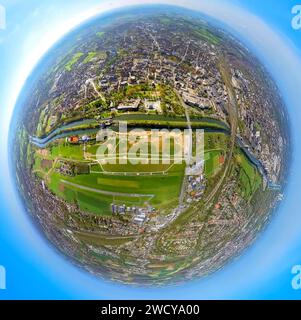 Aerial view, City, Lippestrand Erlebensraum Neugestaltung, River Lippe ...