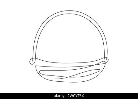 Continuous line drawing of a wicker basket with a handle. Vector ...