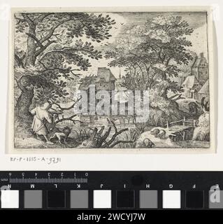 Landscape with village, print maker: Monogrammist MEG, (mentioned on ...