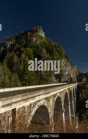 Semmering railway, viaduct near stone house at Semmering Pass, 1900 ...