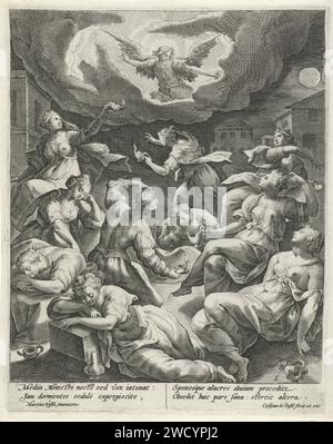 The five wise and the five silly virgins are awakened by an angel, 1589 ...