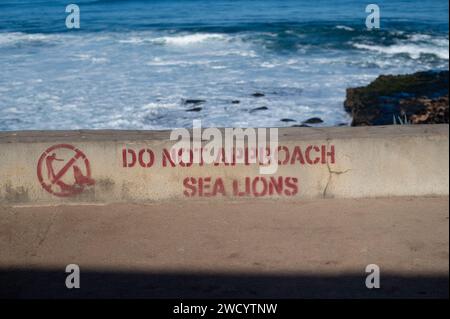 Do not approach sea lions sign Stock Photo - Alamy