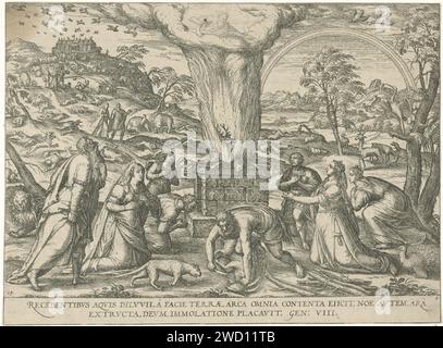 Ark van Noach, Symon Novelanus (attributed to), 1577 - 1627 print The animals enter the Ark two ...
