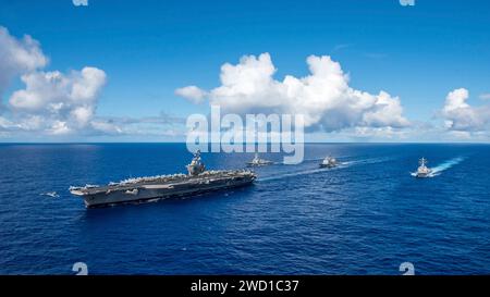 Formation of U.S. Navy ships transiting the western Pacific Ocean Stock ...