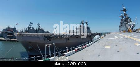 USS Wasp, USS Iwo Jima and USS Kearsarge are moored at Naval Station ...