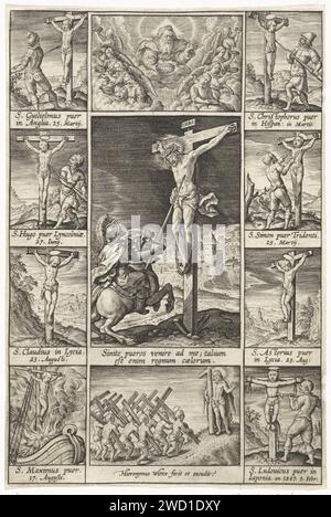 Longinus stabs the crucified Christ with a lance, print maker: Jean ...