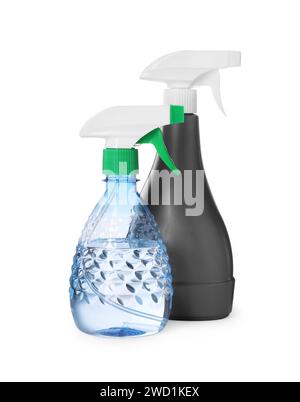 Plastic spray bottles isolated on white background Stock Photo - Alamy