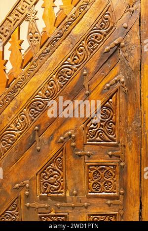 detail of wood carving on the minbar dated 1153 CE from the Great ...
