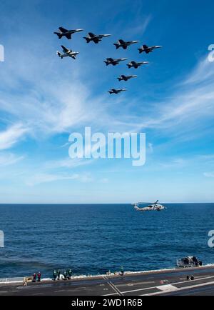US military aircraft fly over Torry Battery at the entrance to Aberdeen ...