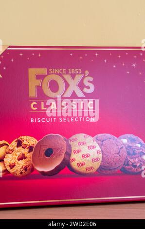A tin of Fox's biscuit selection biscuits on a white background Stock ...