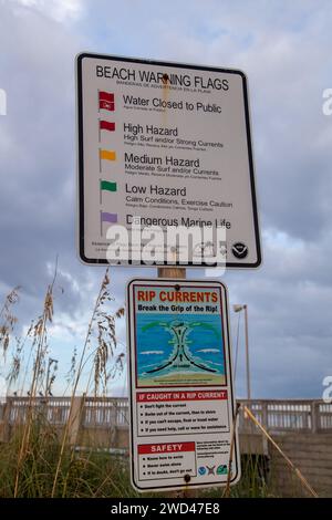 Waning sign on the beach in order to keep people safe Stock Photo - Alamy
