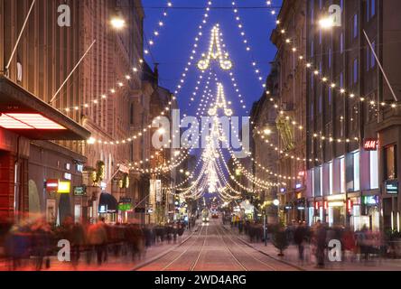 Alexandersgatan / Aleksanterinkatu, Helsinki / street scene with street ...
