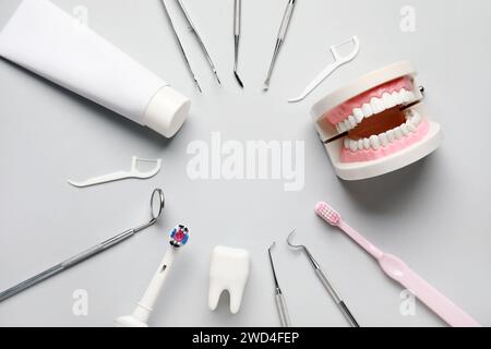 Frame made of dental supplies on white background Stock Photo - Alamy