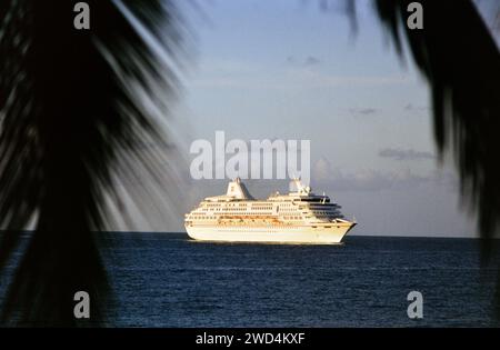 Cruise ship Windward heads toward Charlotte Amalie, St. Thomas ca. 1993 ...