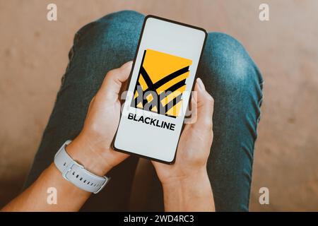 In this photo illustration, the BlackLine Systems logo is seen ...