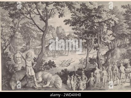 David and Goliat, Nicolaes de Bruyn, 1609 print In the middle the ...
