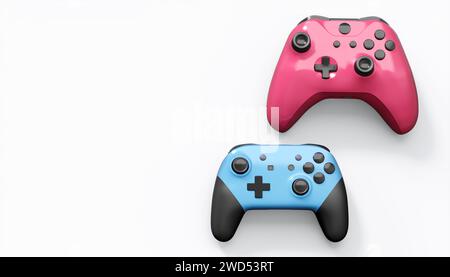 Realistic colorful video game joysticks or gamepads with color buttons ...