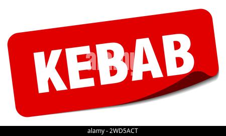 kebab sticker. kebab rectangular label isolated on white background ...